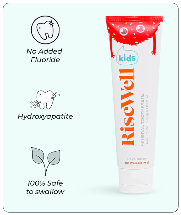 RiseWell Kids Mineral Toothpaste (Cake Batter) - 3.4oz - Smile Brilliant